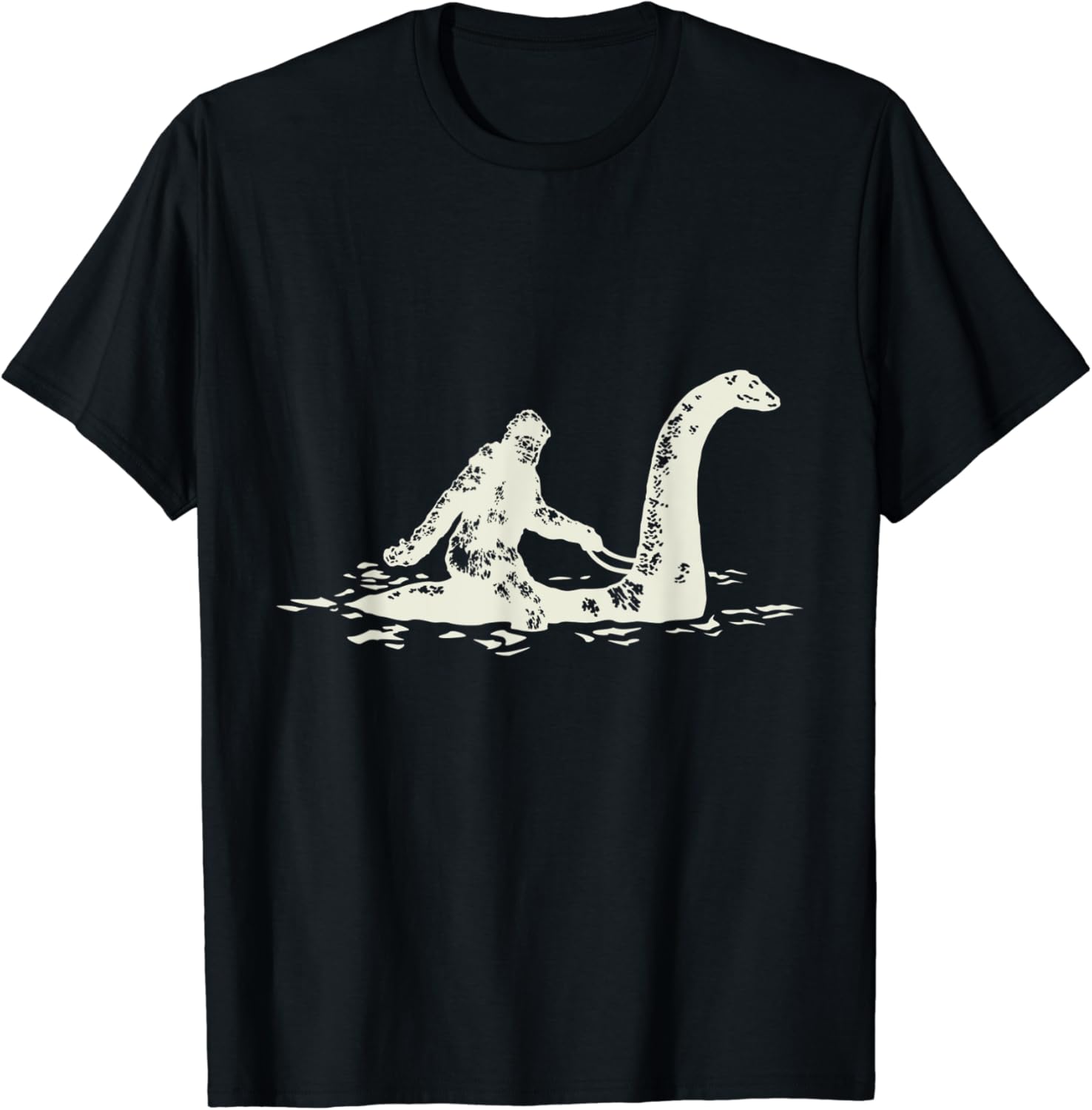 Amazon.com: Bigfoot Sasquatch Riding The Loch Ness Monster Funny T-Shirt: Clothing